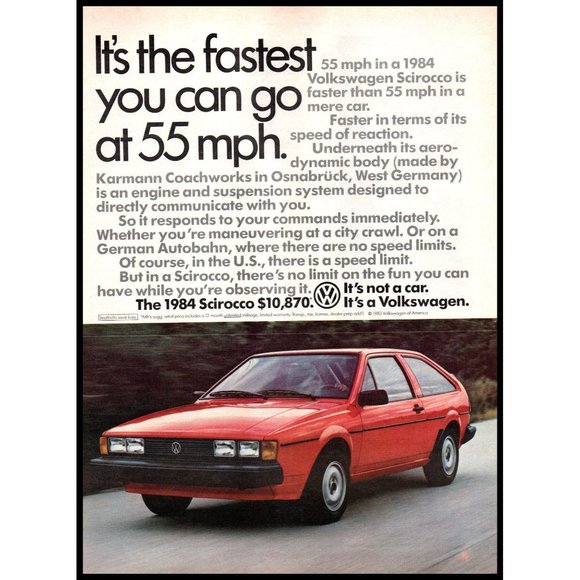 Volkswagen | Art | 984 Vw Volkswagen Scirocco Vintage Print Ad Red ...